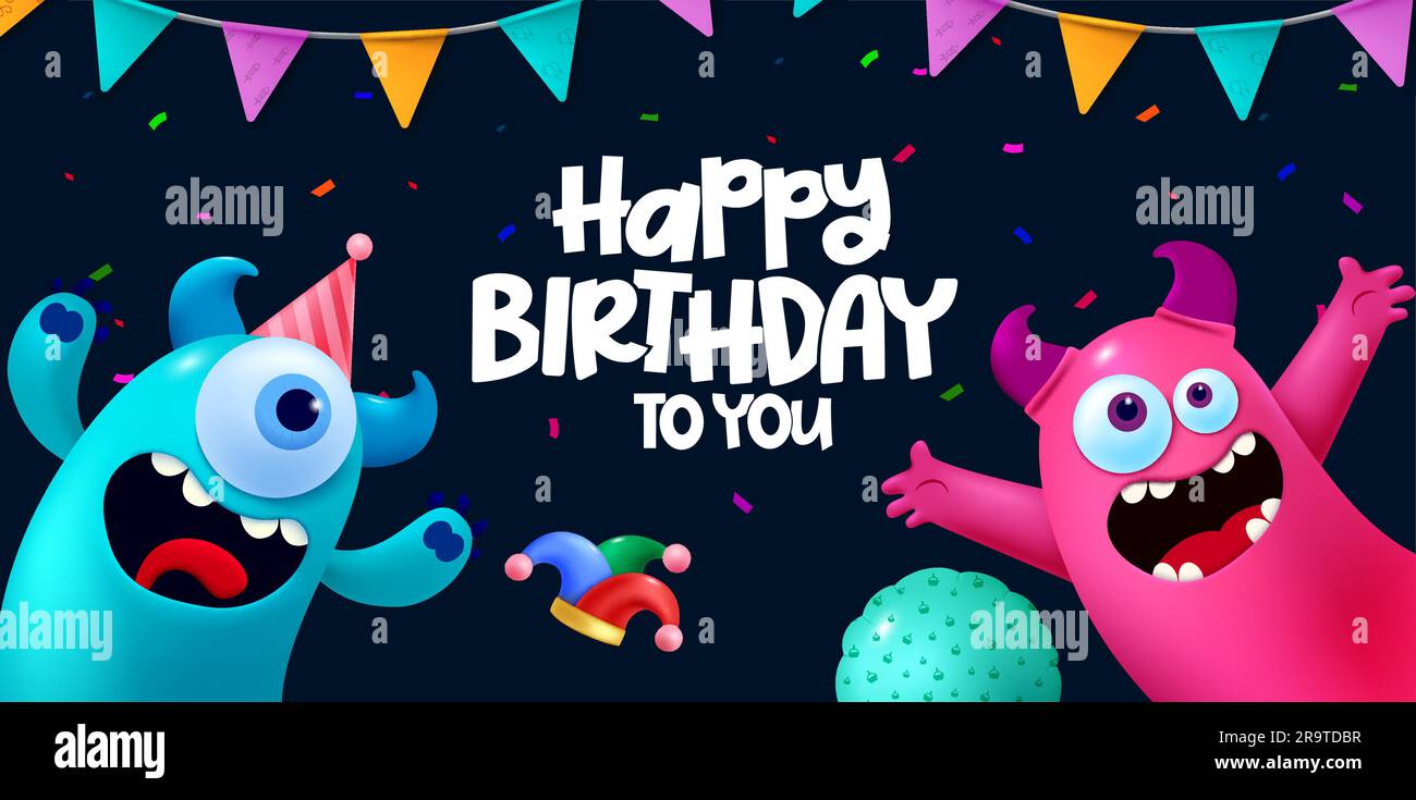 Happy birthday text vector design. Birthday kids party with happy ...