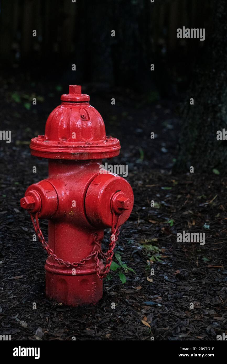 fire hydrant on a dark background, used for fire fighters to get water ...