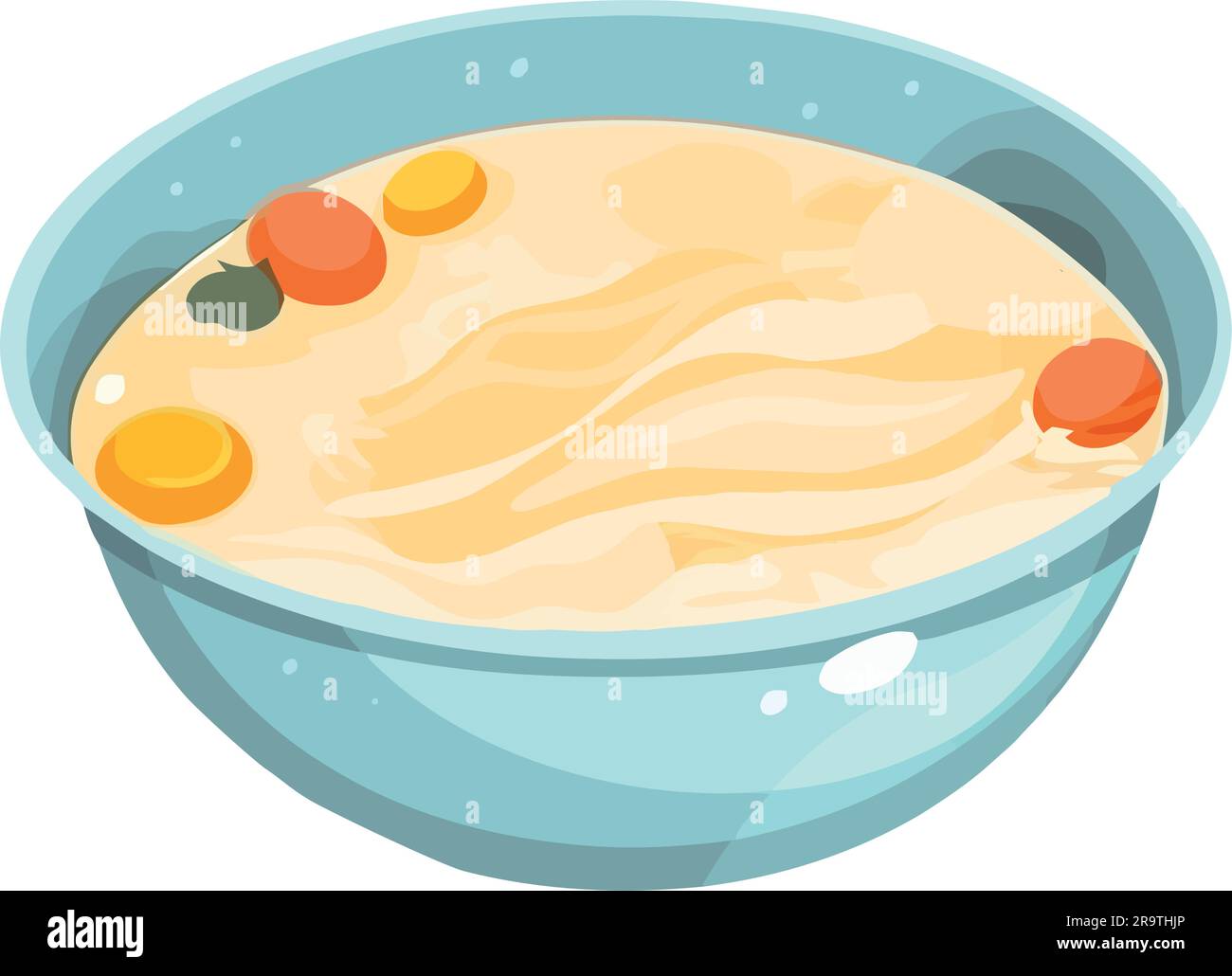 Gourmet meal in blue bowl, isolated illustration Stock Vector Image ...