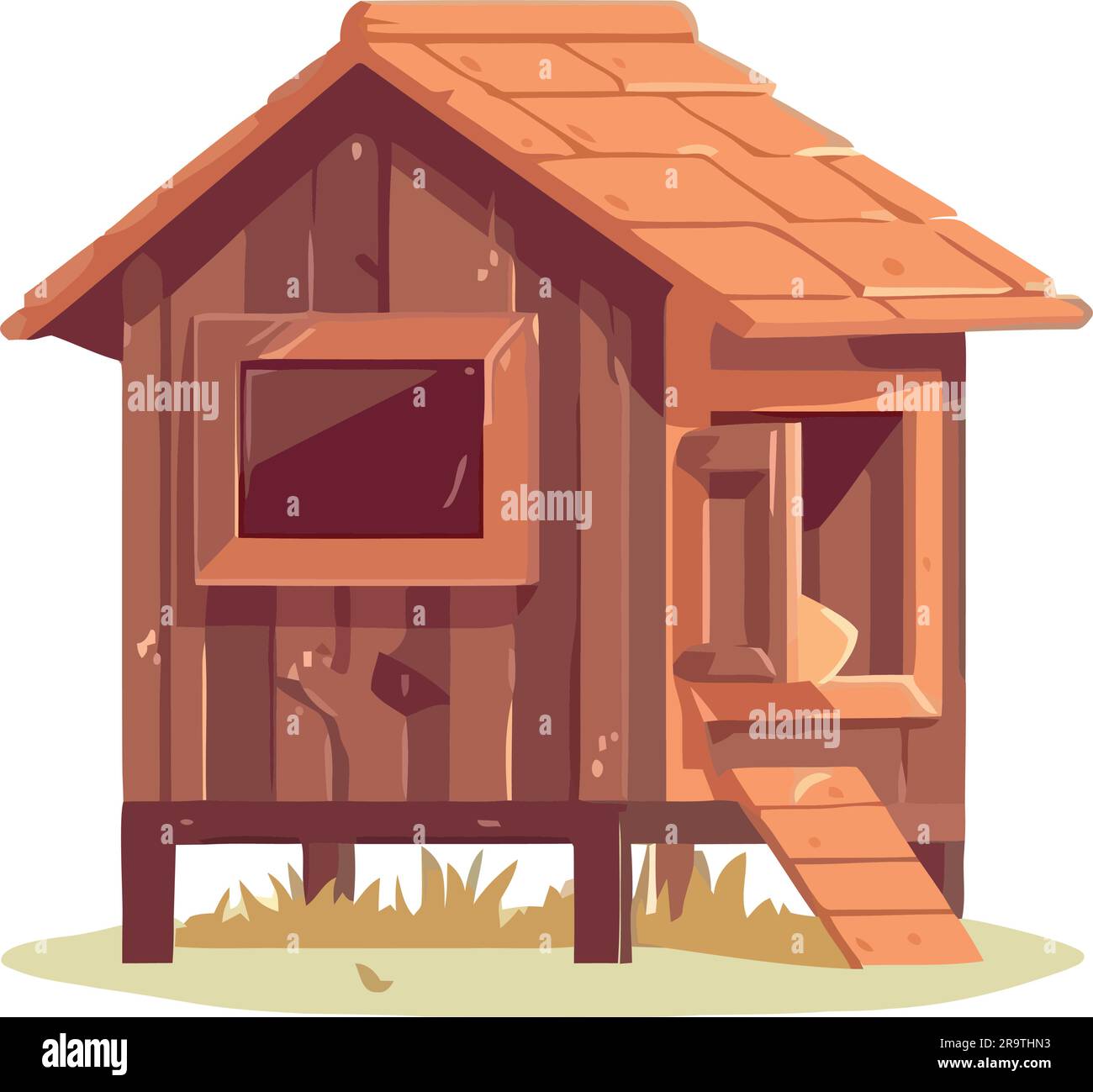 Rustic hut on farm with wood backdrop Stock Vector Image & Art - Alamy