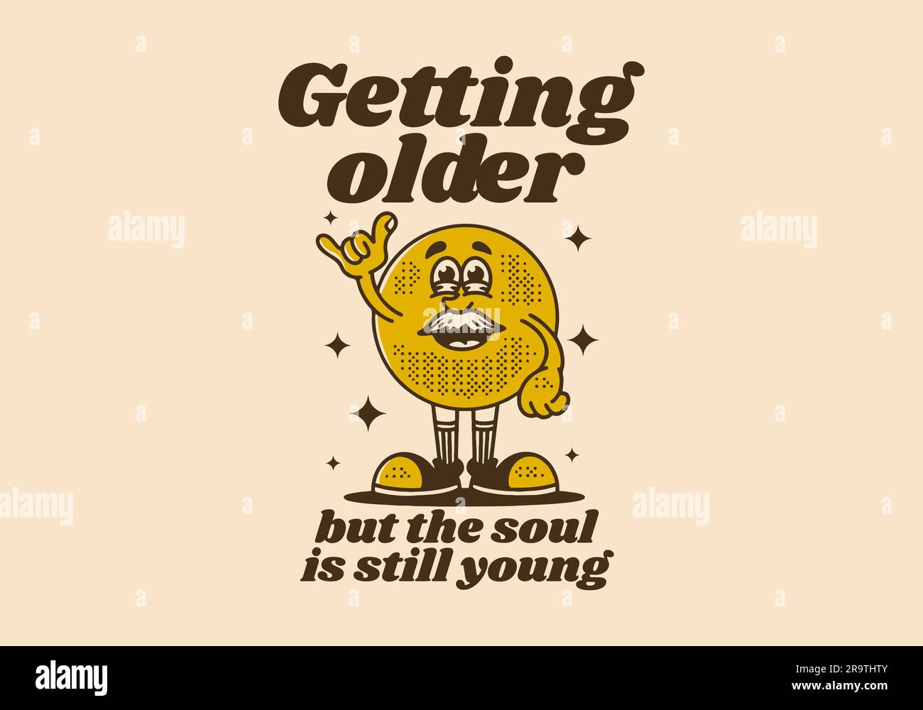 Getting older but the soul is still young. Vintage mascot character of ...