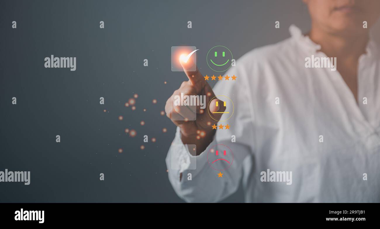 Customer service and Satisfaction concept, Business person are touching ...