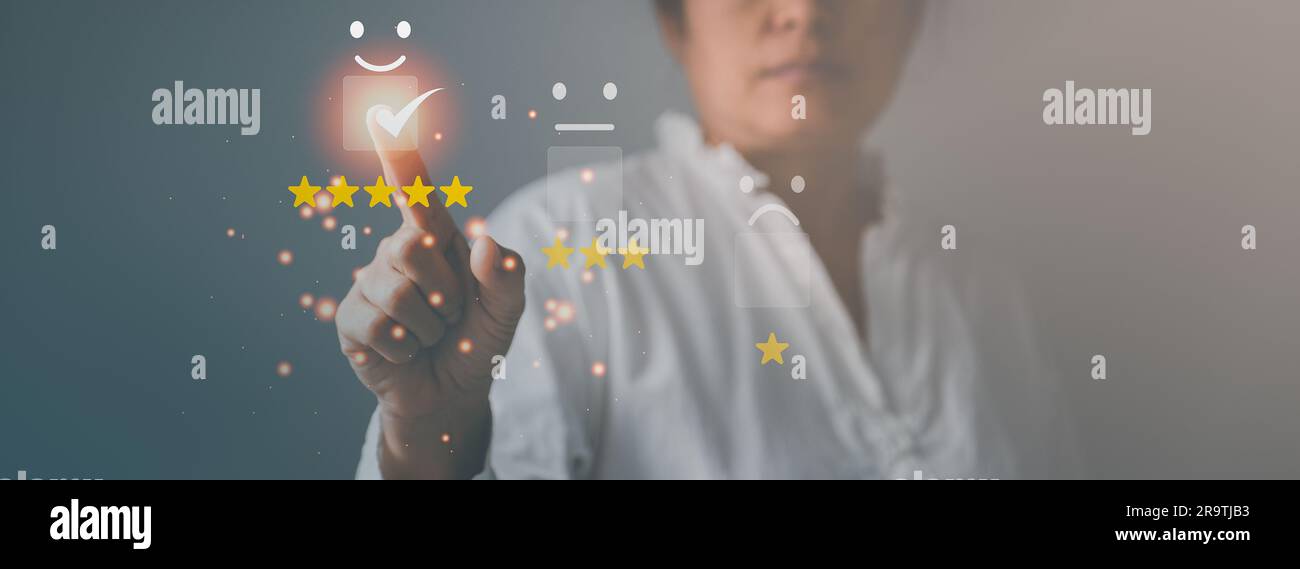 Customer service and Satisfaction concept, Business person are touching ...