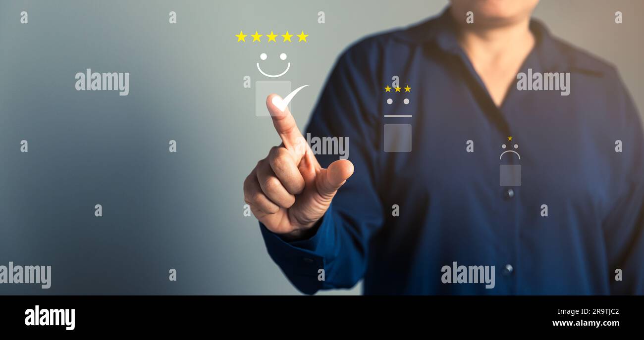 Customer service and Satisfaction concept, Business person are touching ...