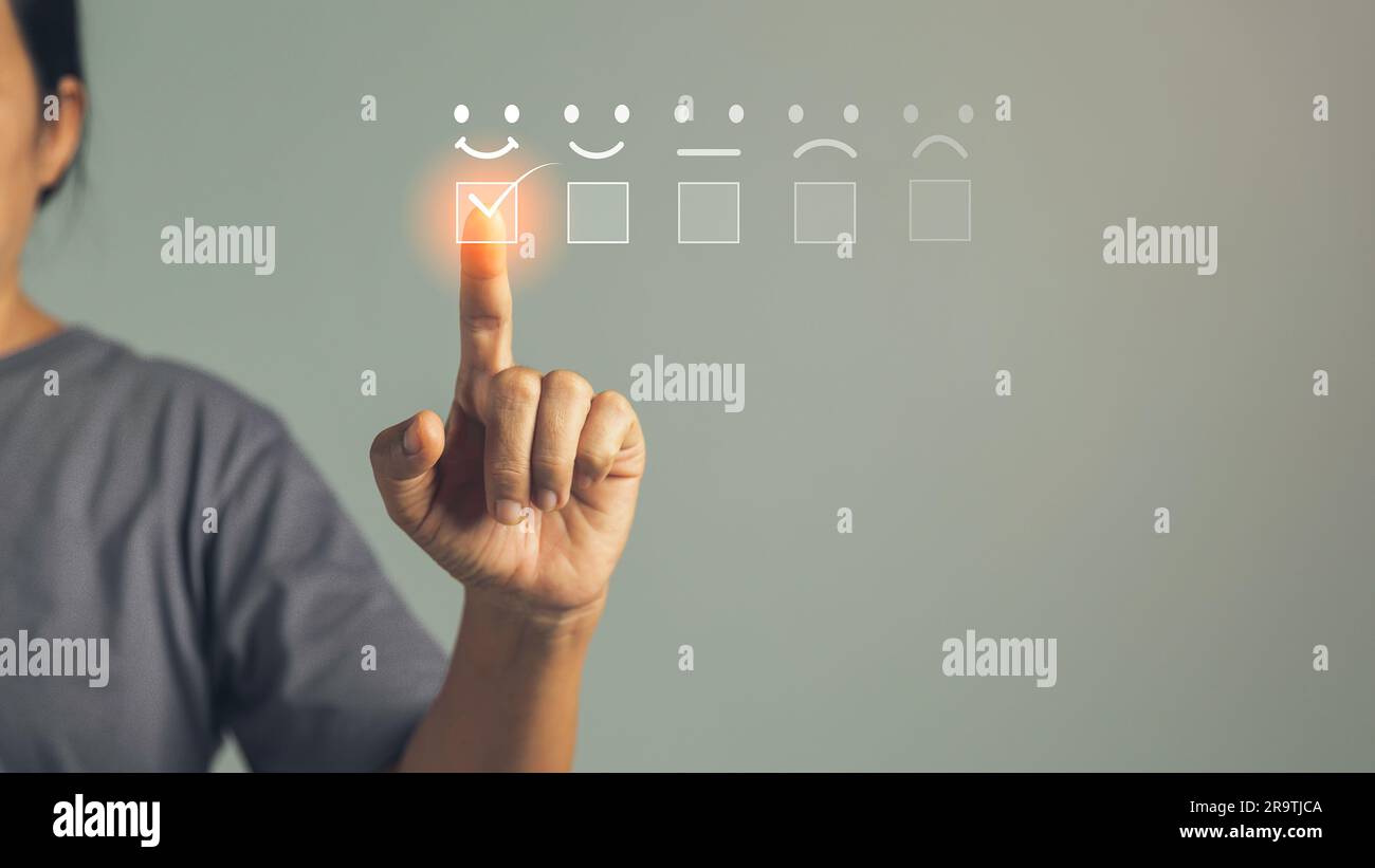 Customer service and Satisfaction concept, Business person are touching ...