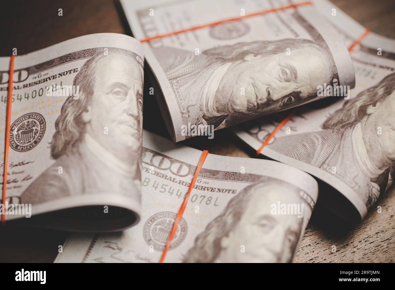 close up many banknote 100 us dollar - american currency, bill cash ...