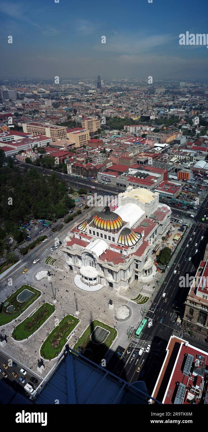 Aerial view of Palacio de Bellas Artes, Mexico City Opera house, Mexico ...