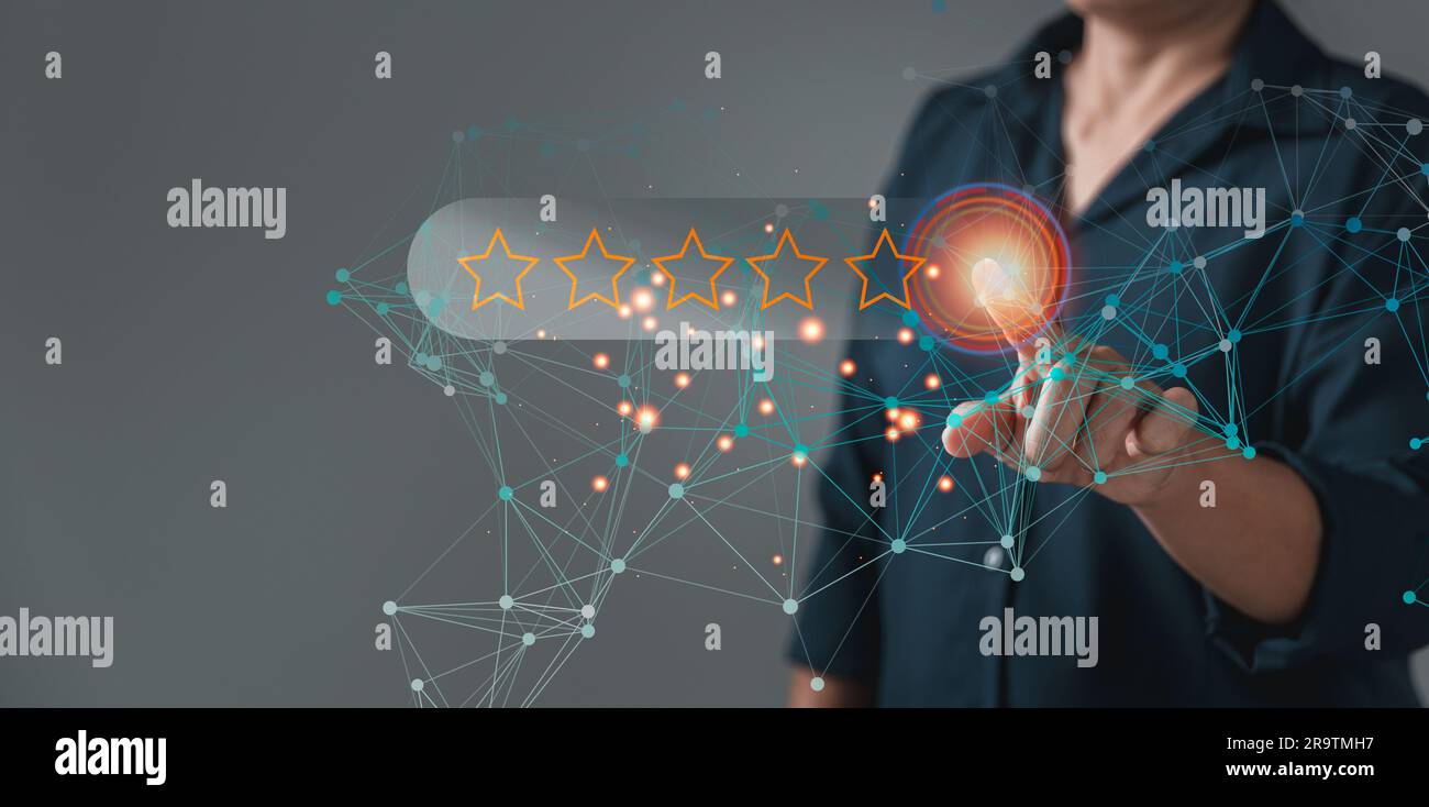 Customer service and Satisfaction concept, Online customer reviews with ...