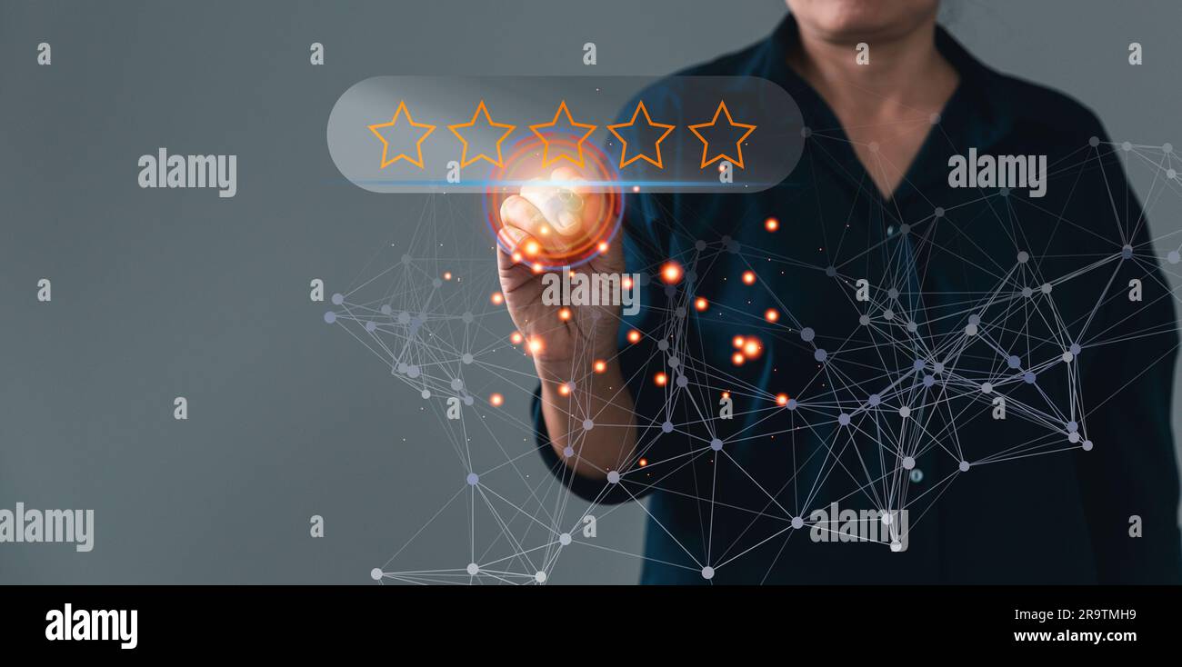 Customer service and Satisfaction concept, Online customer reviews with ...