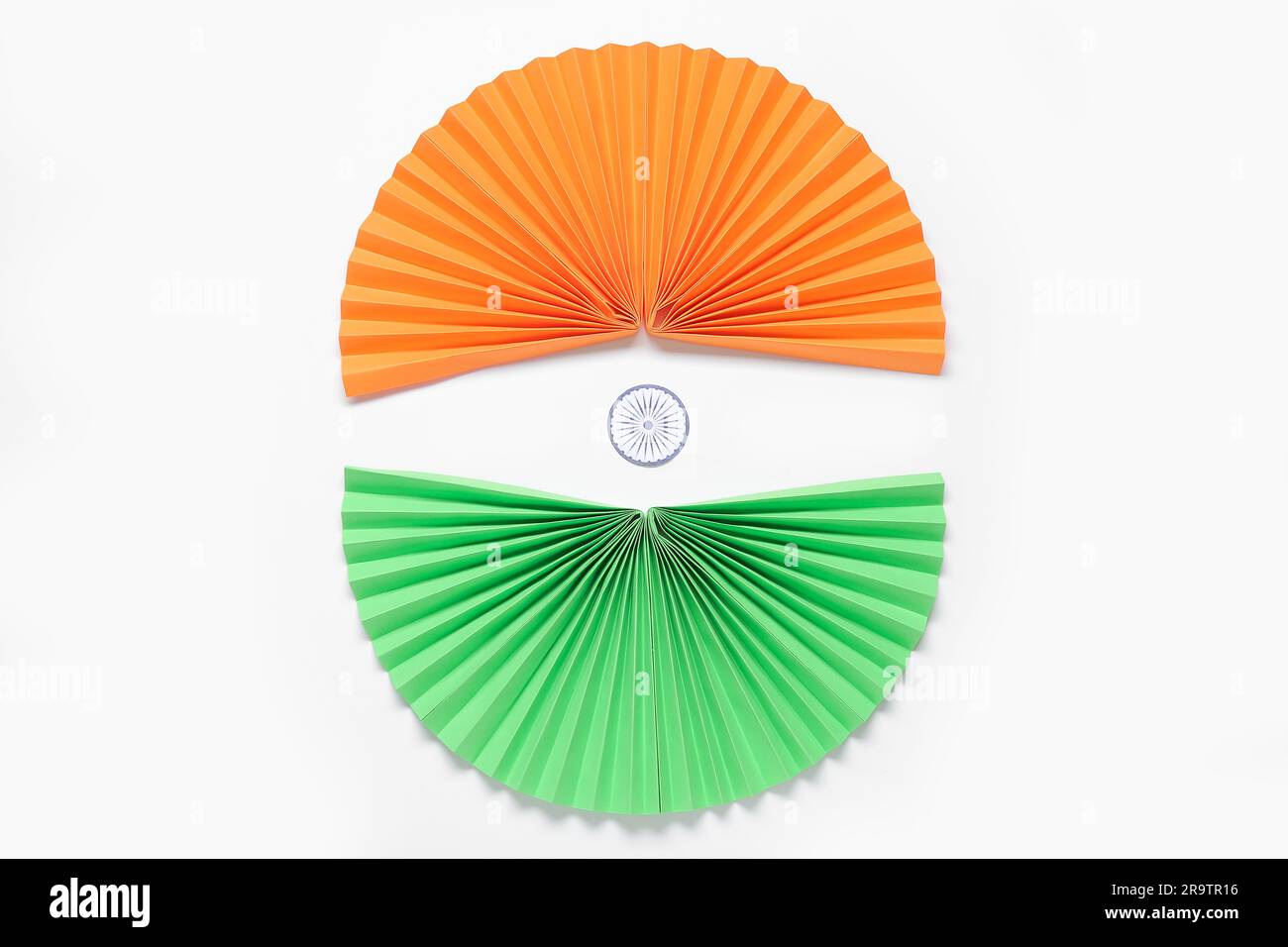Indian flag made of colorful fans isolated on white background Stock ...