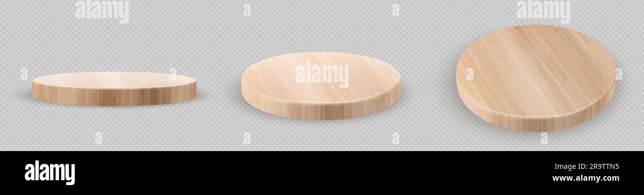 Realistic set of round wooden boards isolated on transparent background ...