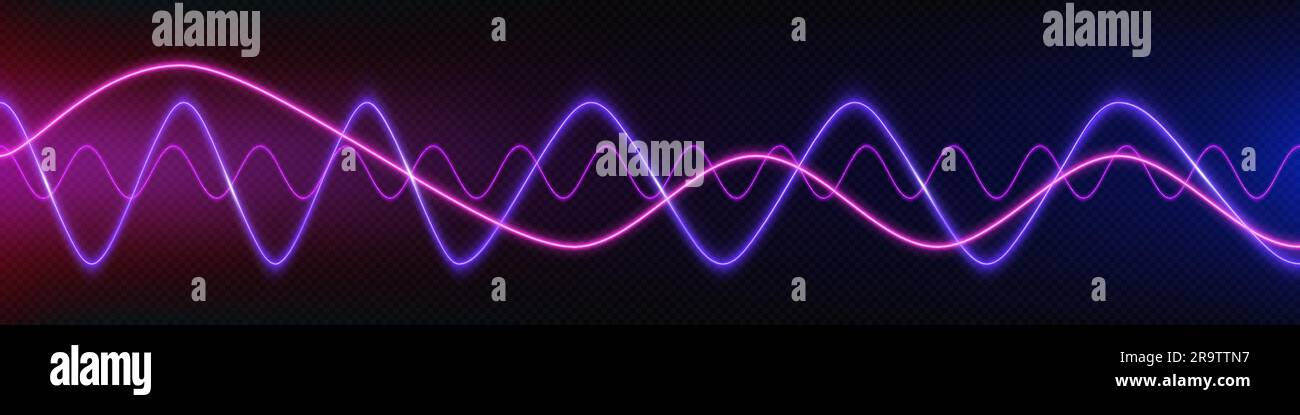 Neon audio voice frequency wave and abstract sound light vector ...
