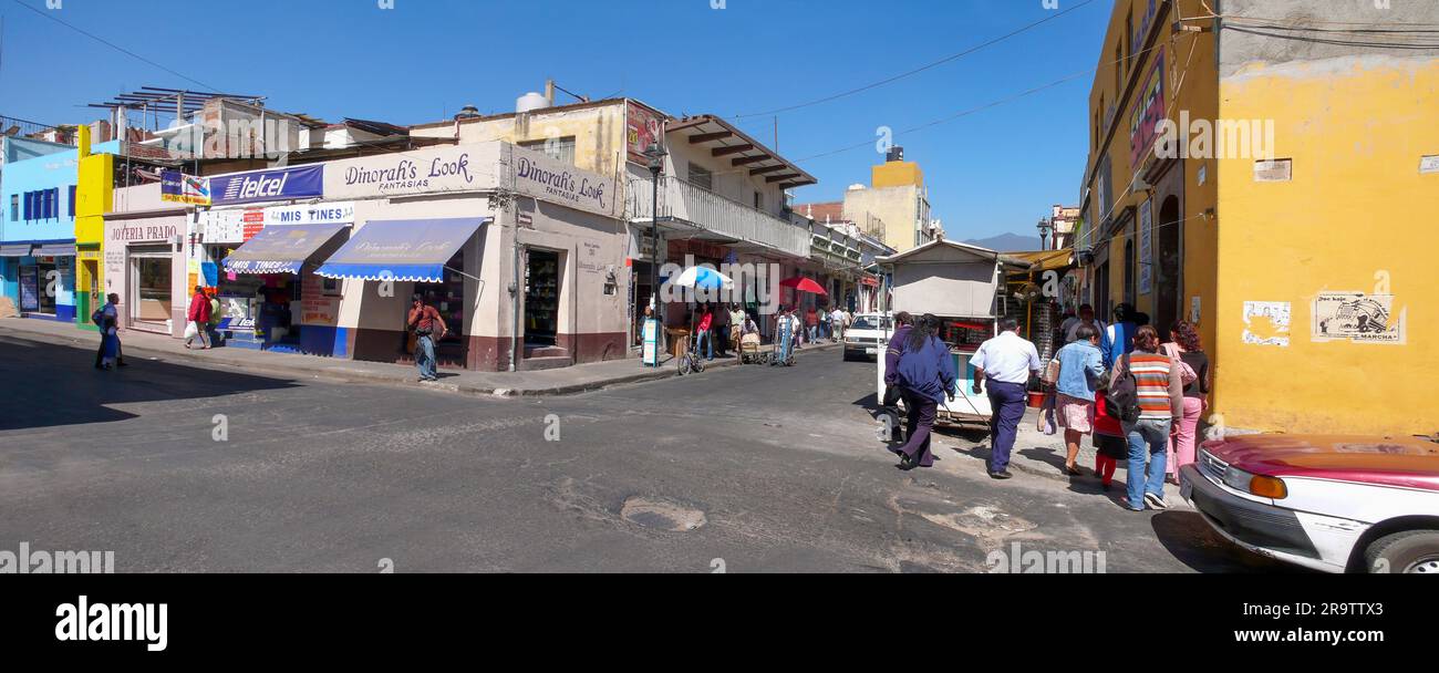 Pedestrians walking in street in Oaxaca, Mexico Stock Photo - Alamy