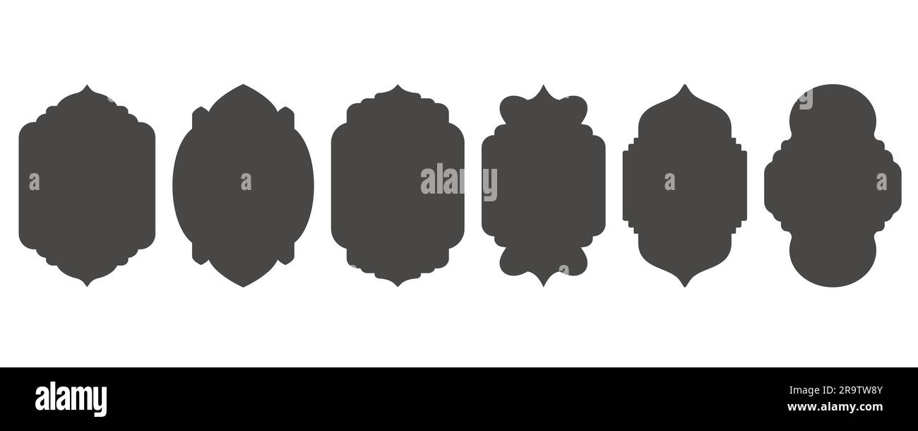 Windows ramadan frames. Arabic door arches. Indian icons with ornaments ...