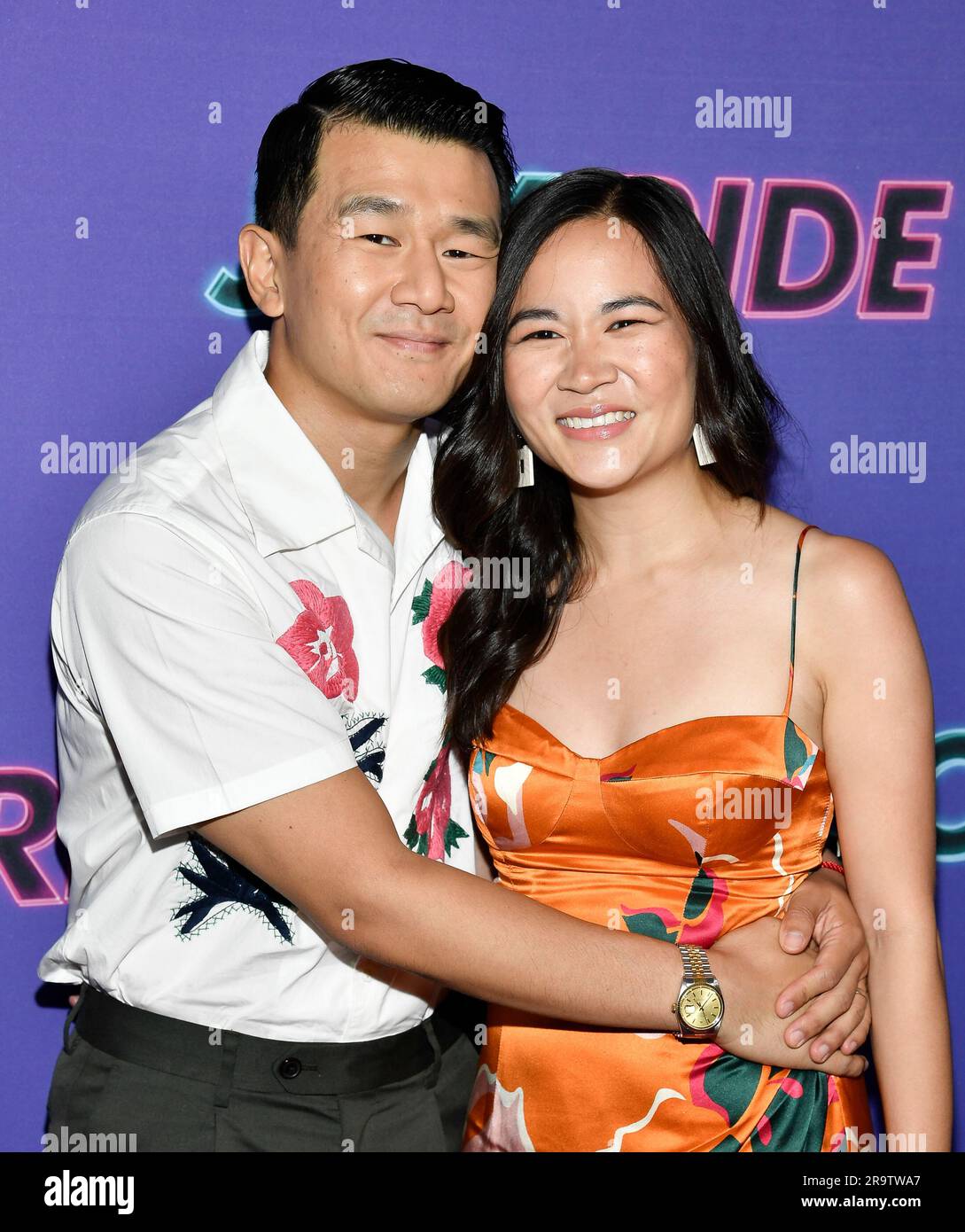Ronny Chieng, left, and wife Hannah Pham attend the special screening ...