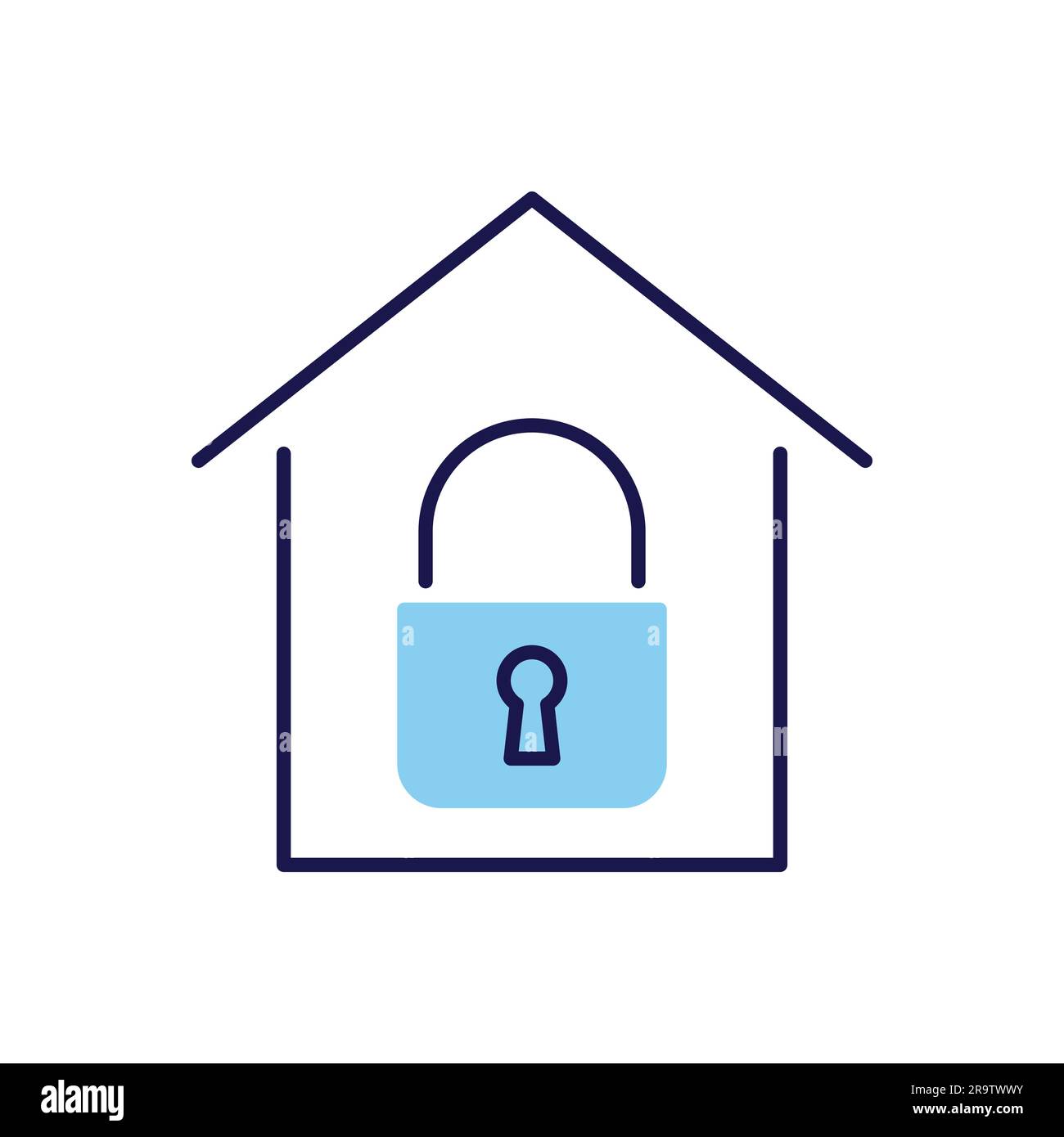 Quarantine related vector icon. Simple house icon with lock inside ...