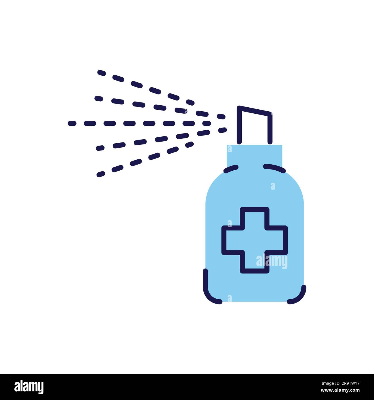 Medical alcohol spray disinfector related vector icon. Disinfector sign ...