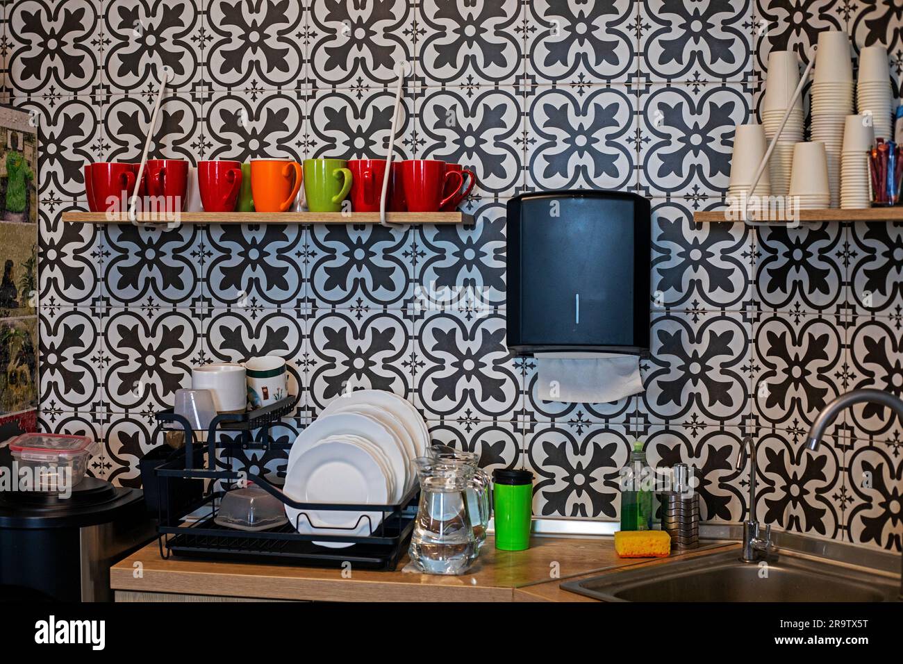 modern kitchen corner in the office for snacks. Lifestyle Stock Photo ...