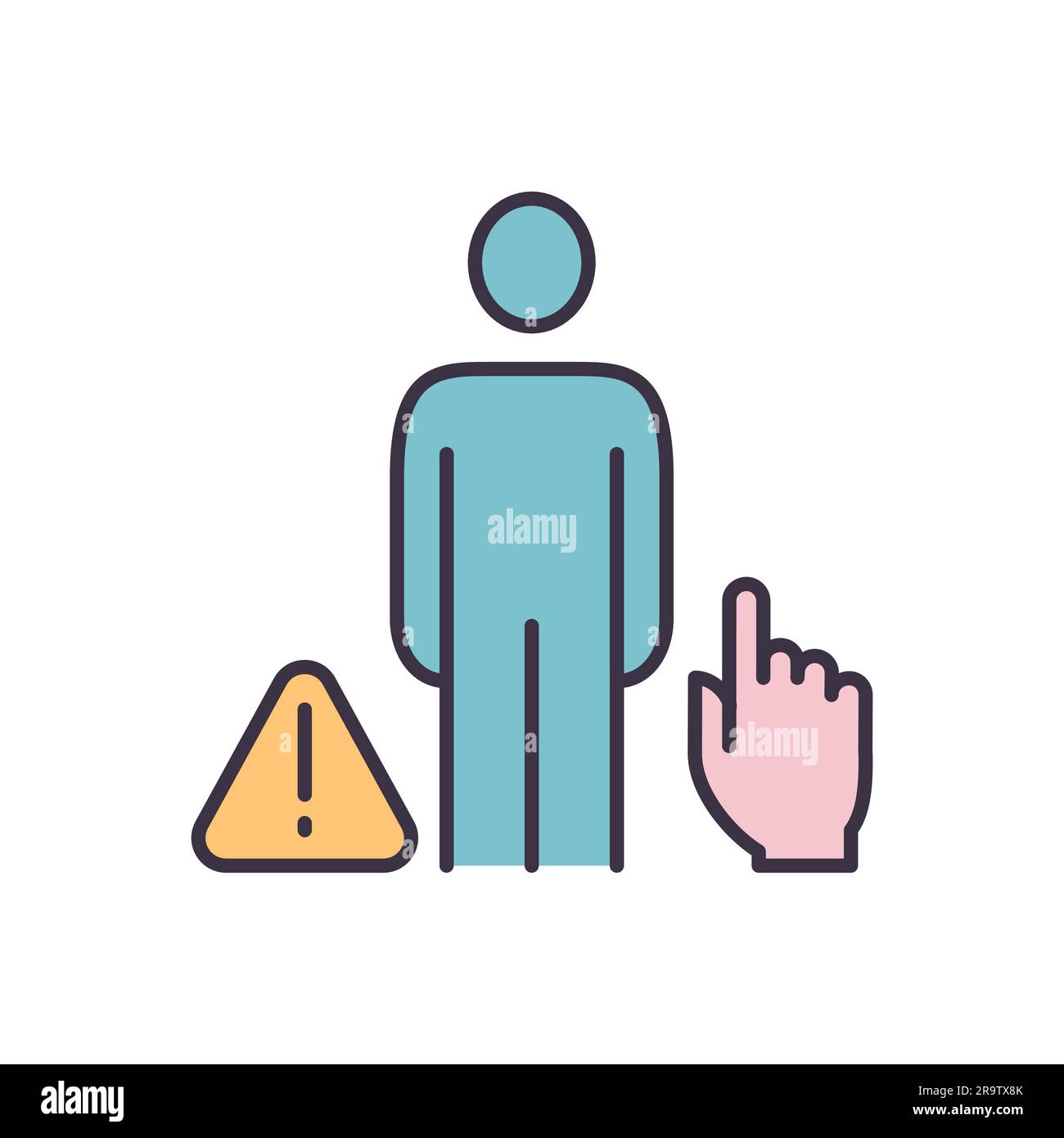 Do not touch people related vector icon. Man hand and exclamation mark ...