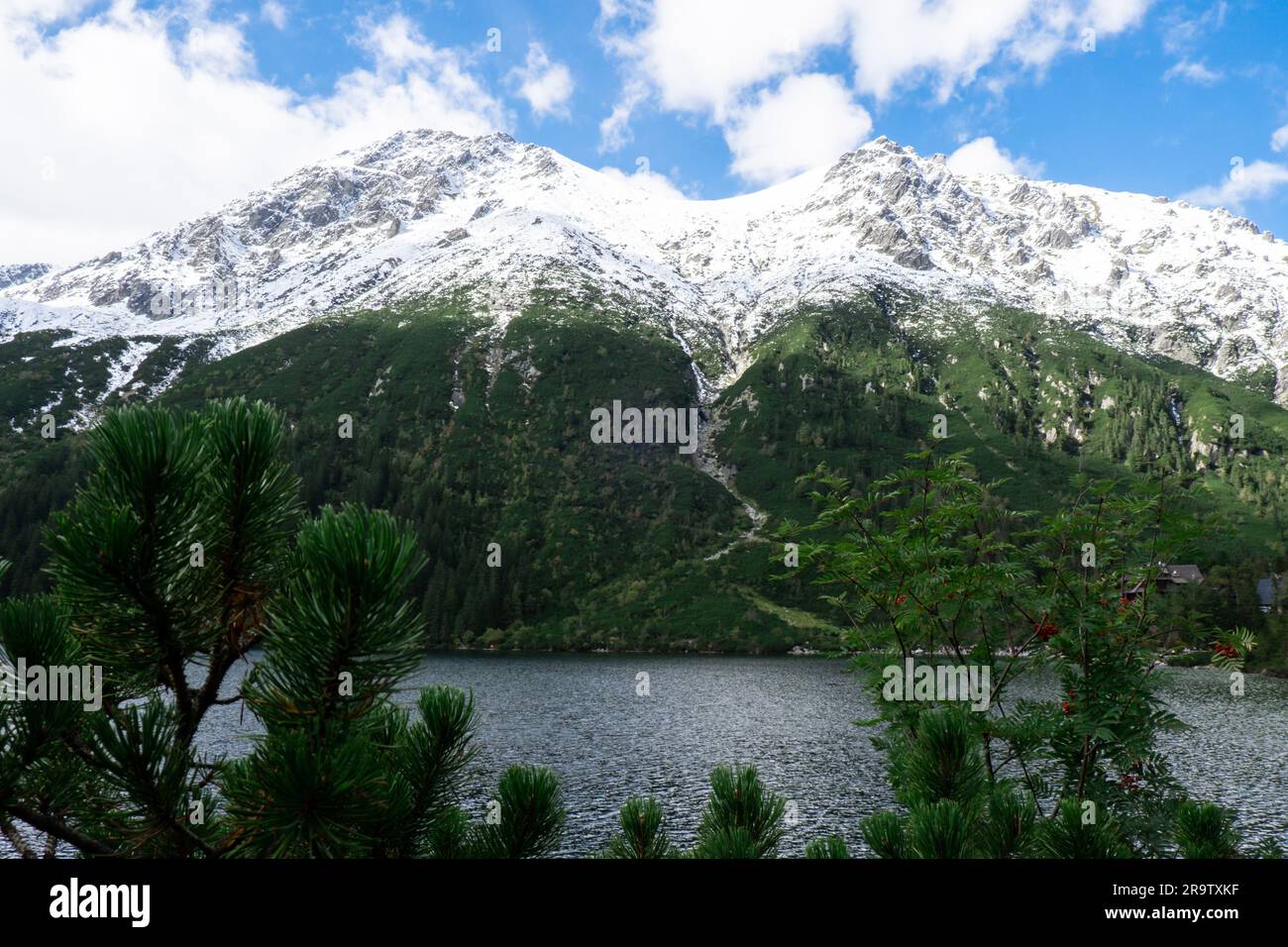 Morskie Oko lake Snowy Mountain Hut in Polish Tatry mountains, Zakopane ...