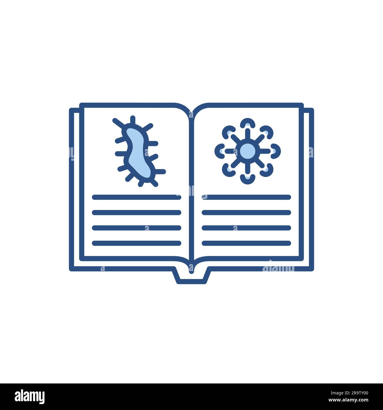 Knowledge of virology related vector icon. Open book with virus ...