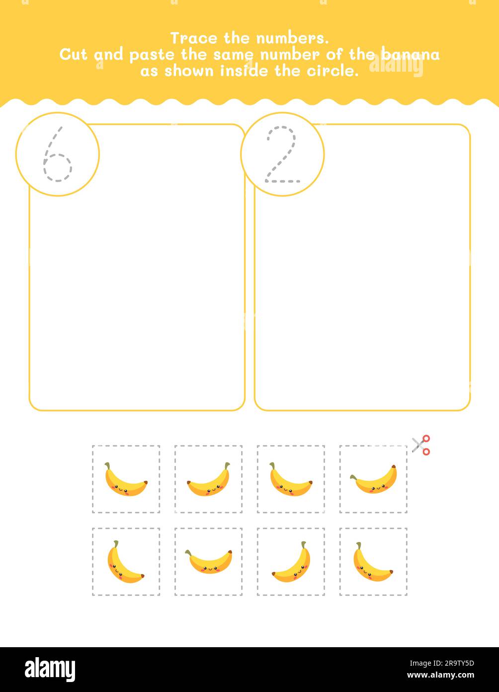 Six And Two Counting And Tracing Number Worksheet. Cut And Paste ...
