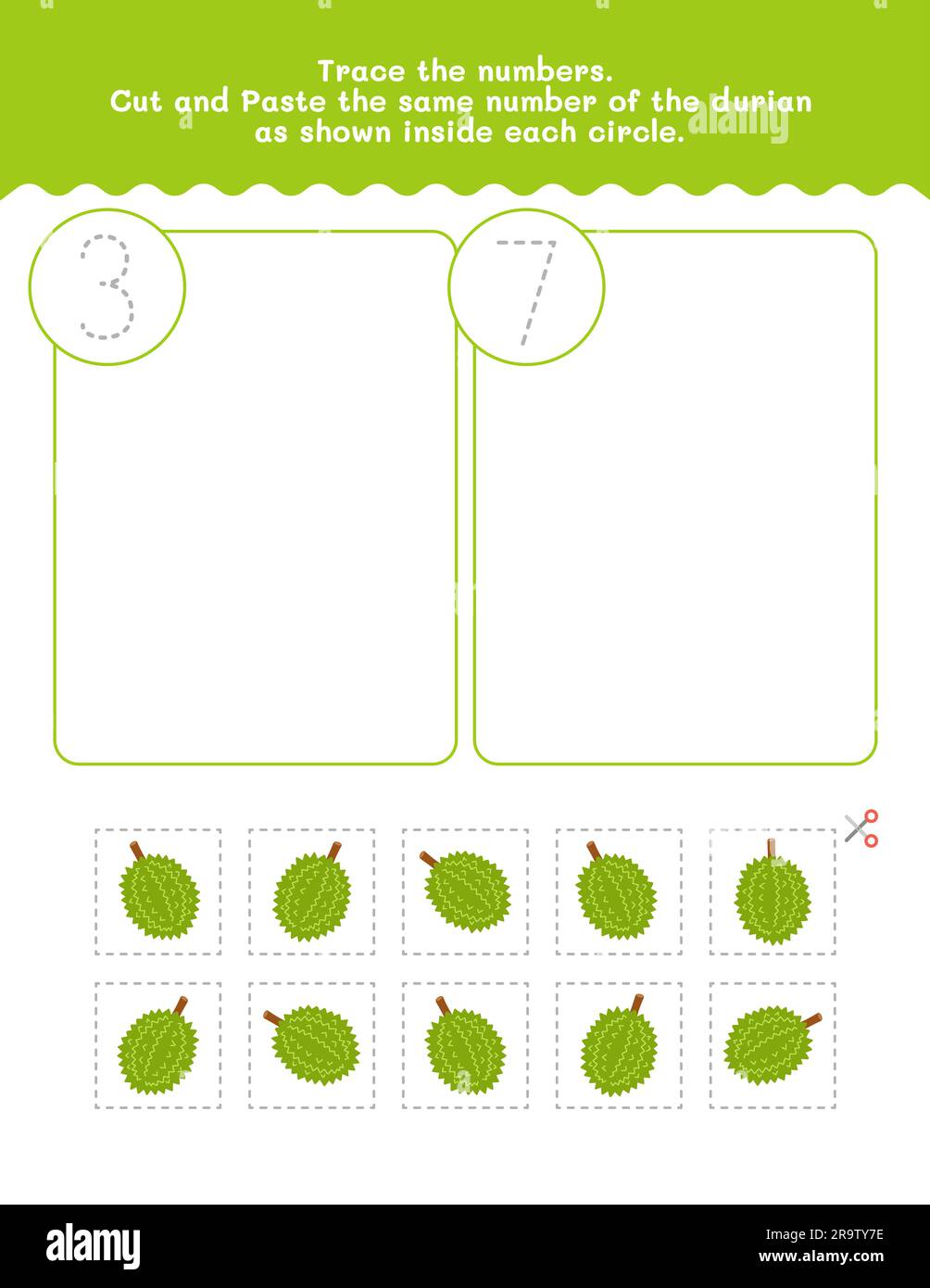Three And Seven Counting And Tracing Number Worksheet. Cut And Paste ...