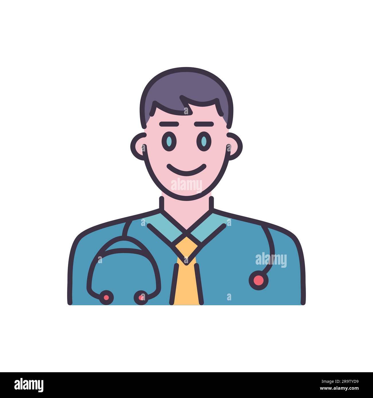 Doctor related vector icon. A man with a stethoscope on his shoulders ...