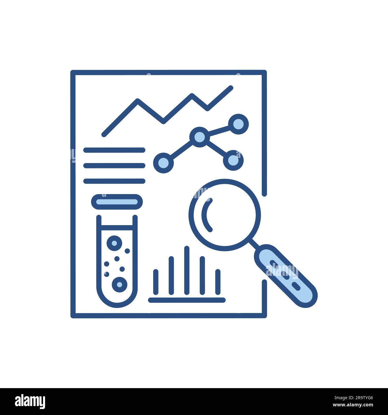 Medical analytics Related Vector Icon. Research sheet with test bulb ...