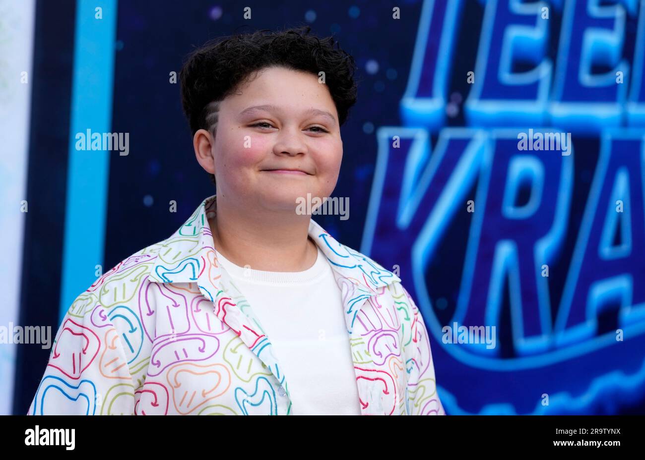 Blue Chapman poses at the premiere of the film "Ruby Gillman, Teenage ...