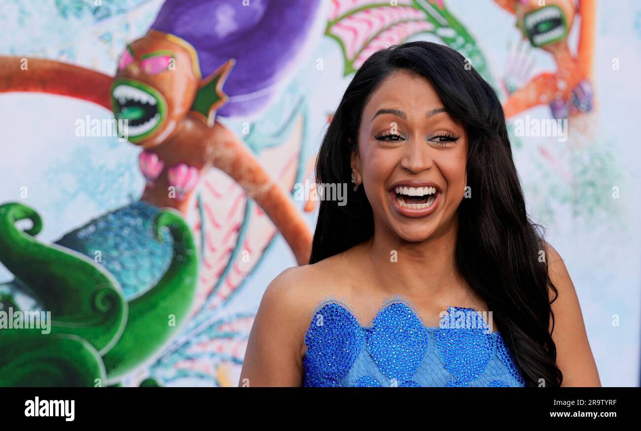 Liza Koshy poses at the premiere of the film "Ruby Gillman, Teenage ...