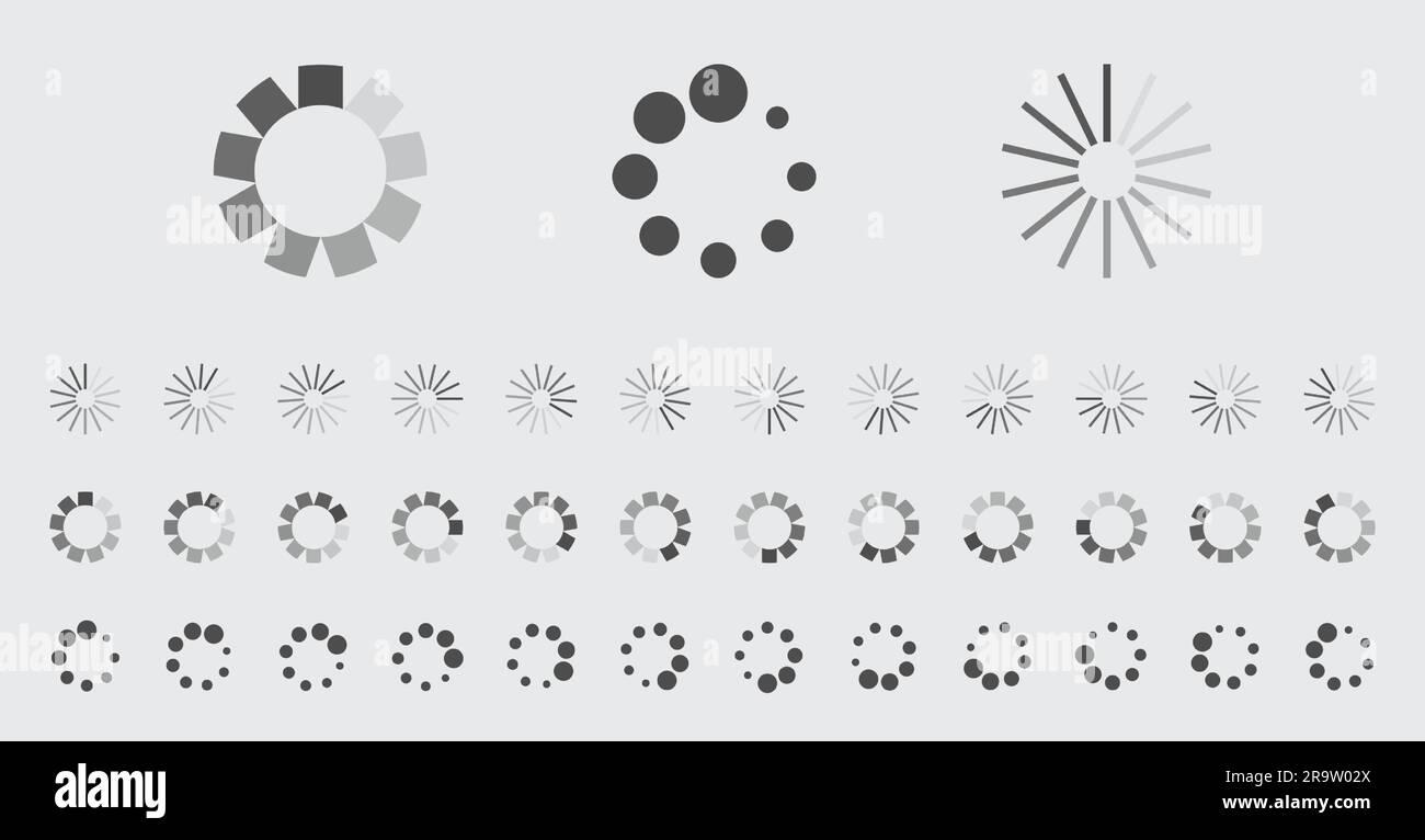 Circular Loading Buffering Icons Vector Set Video Ready for Animation Gif All Keyframes Frames ...