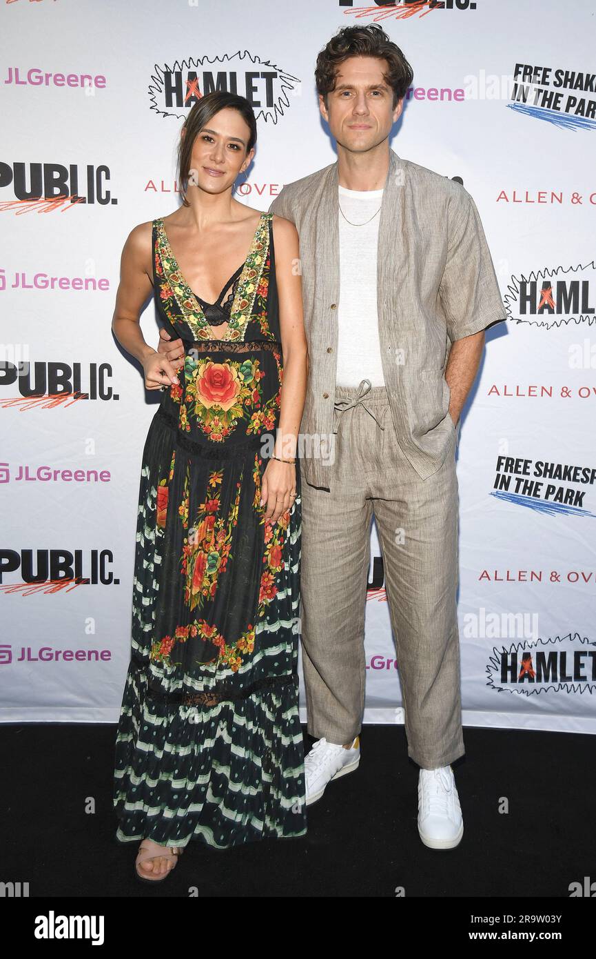 New York, USA. 28th June, 2023. (L-R) Ericka Hunter and Aaron Tveit ...