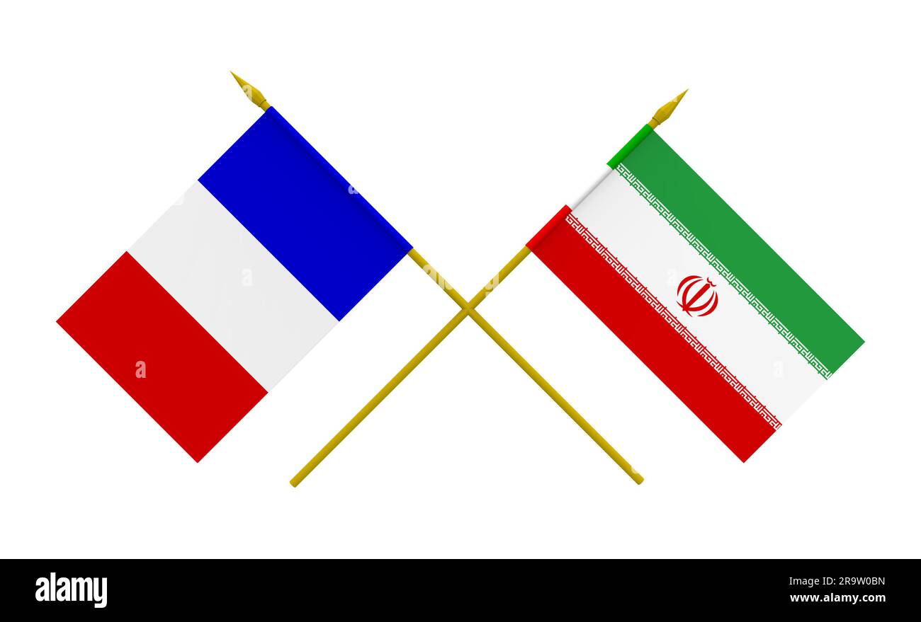 Flags of France and Iran, 3d render, isolated Stock Photo - Alamy
