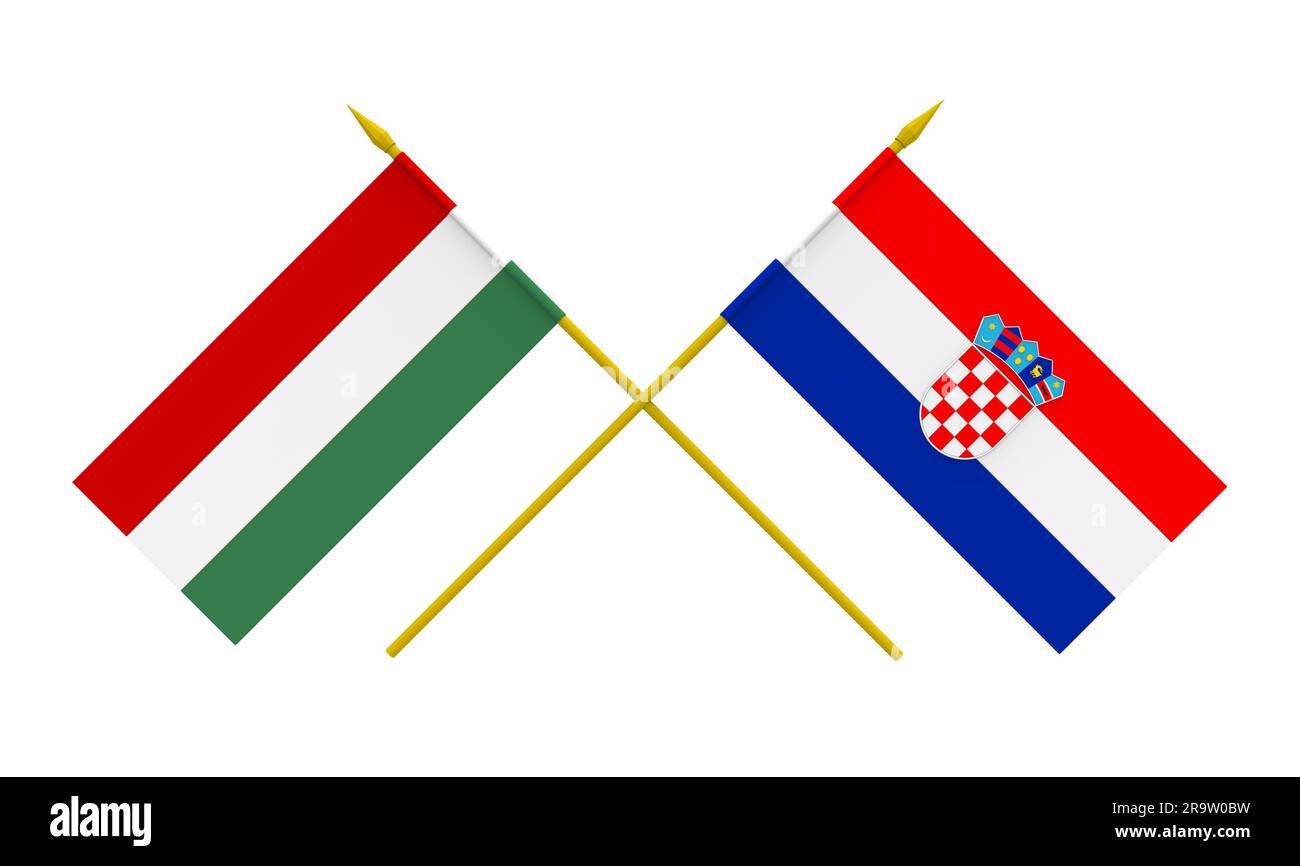 Flags of Hungary and Croatia, 3d render, isolated on white Stock Photo ...