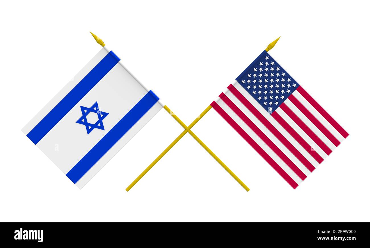 Flags of USA and Israel, 3d render, isolated on white Stock Photo - Alamy