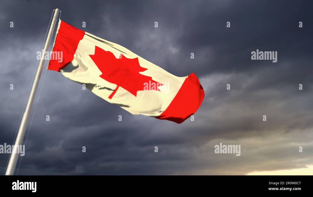 cute Canada flag on heavy dark clouds backdrop - abstract 3D ...
