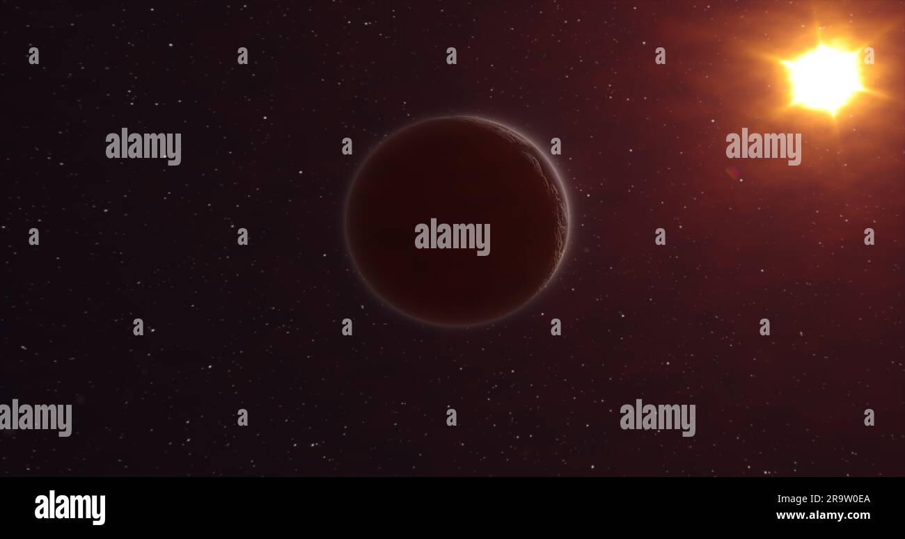 Abstract realistic space spinning planet round sphere with a relief ...