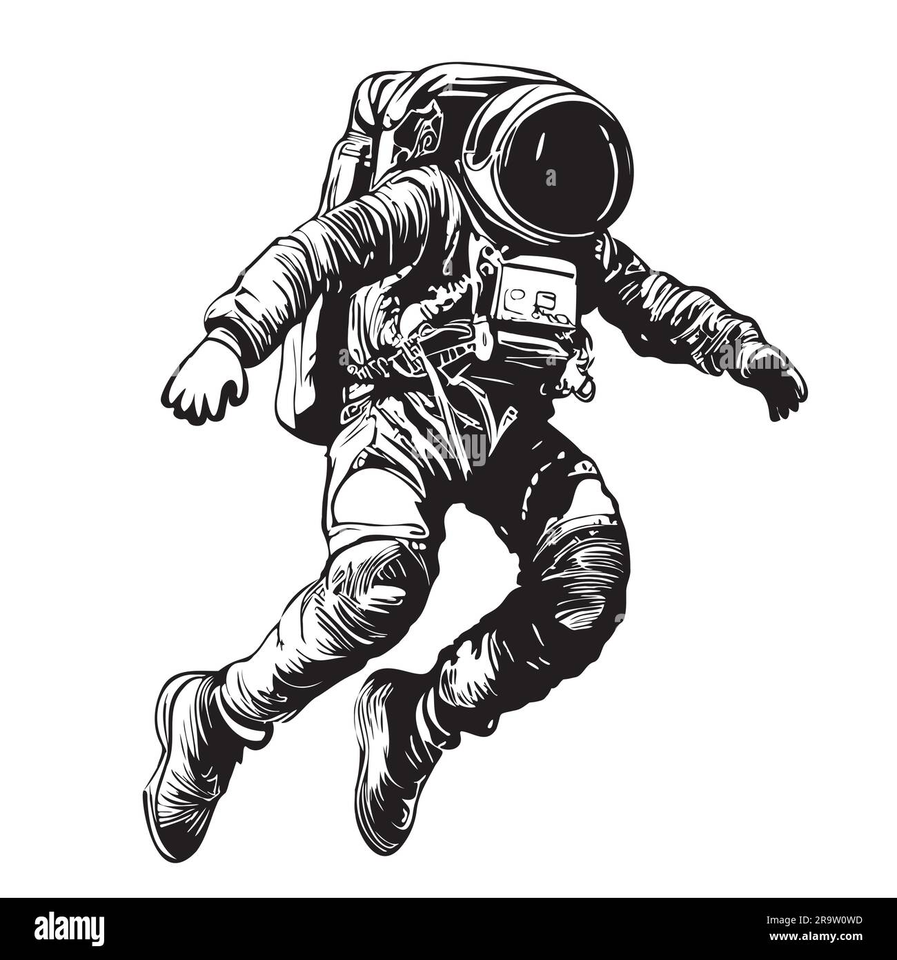 Astronaut in space hand drawn sketch in doodle style illustration Stock ...