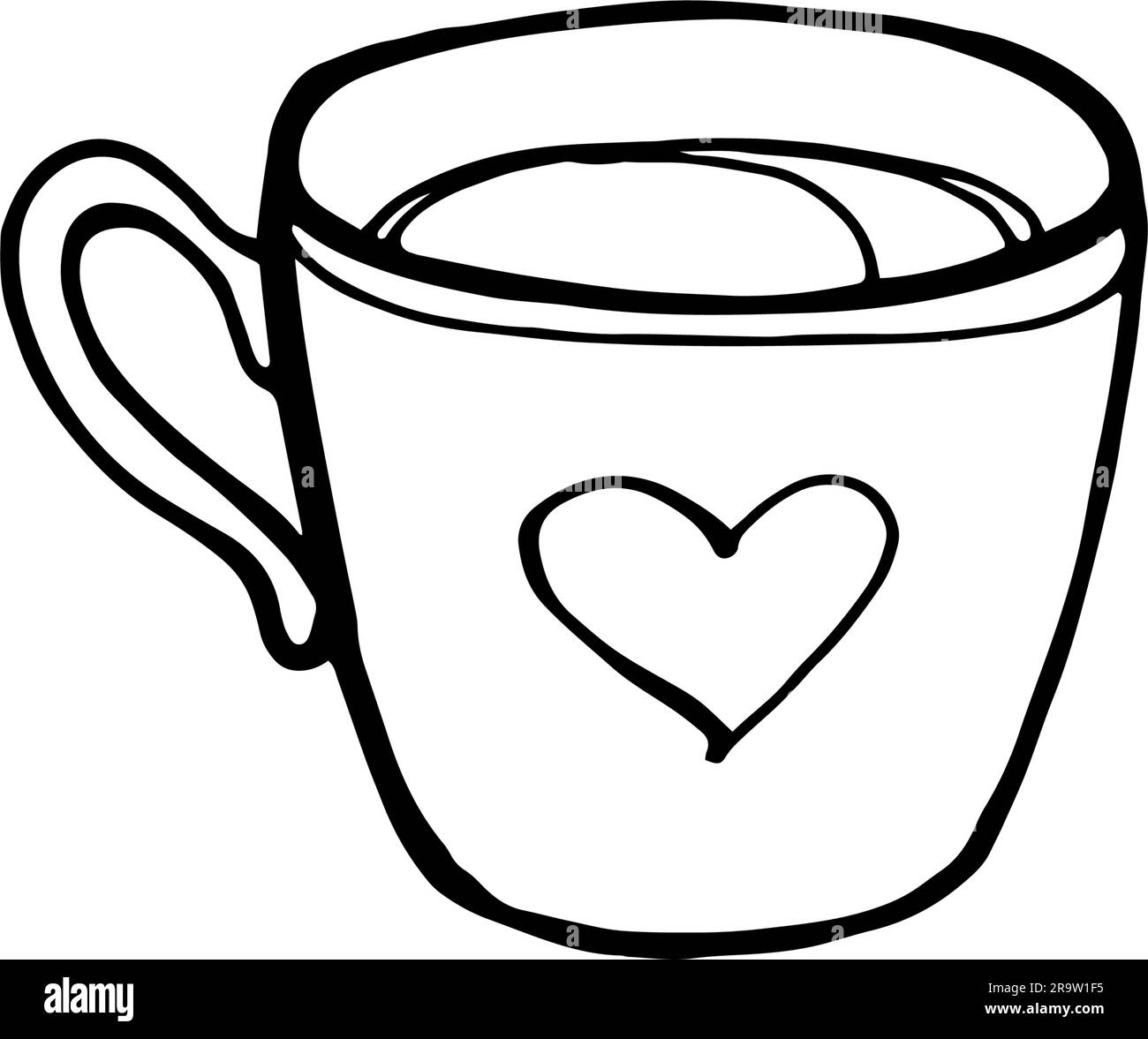 Cup of coffee or tea line art drawing. Art design minimal and wall art ...
