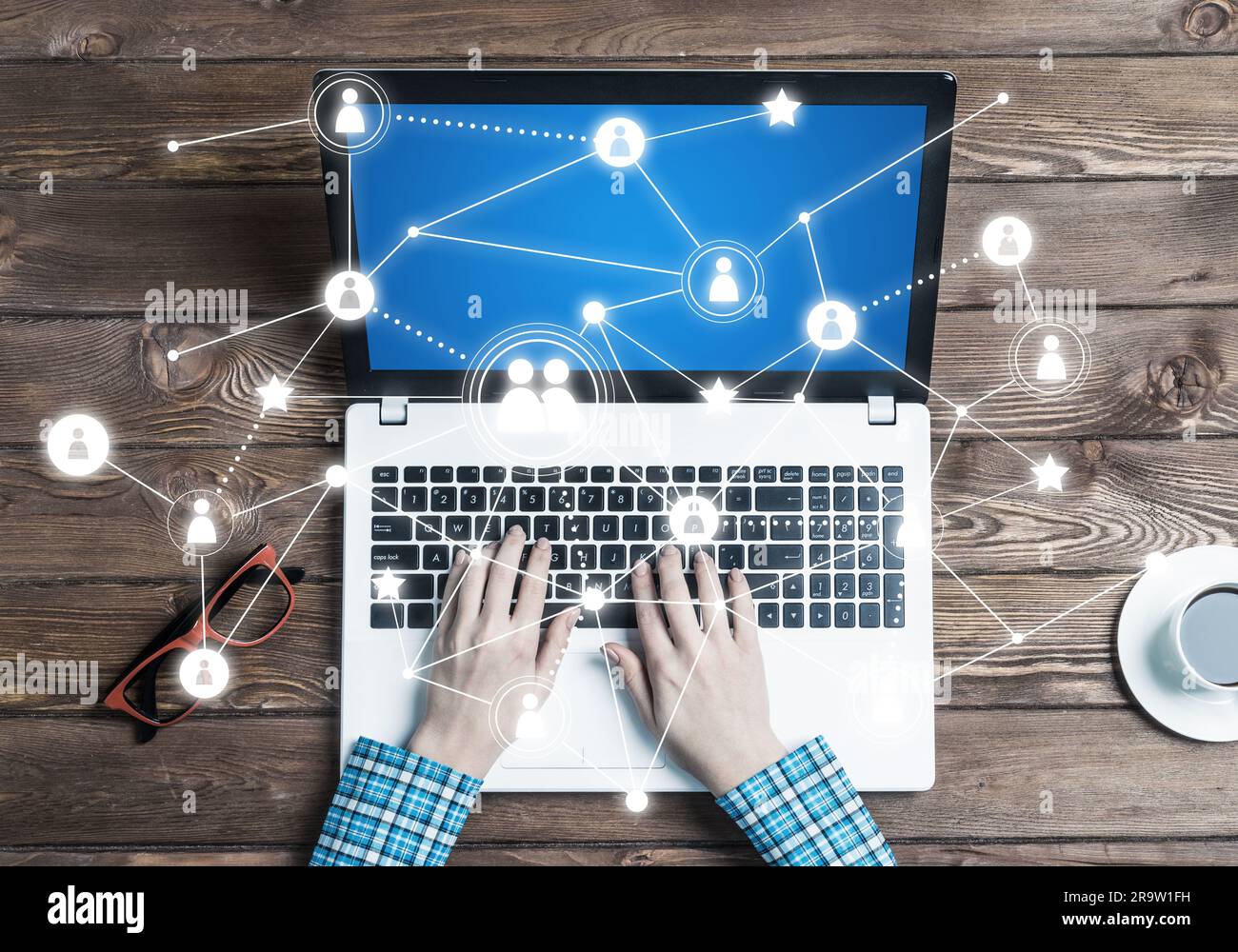 Concept of social communication and networking with social connection ...