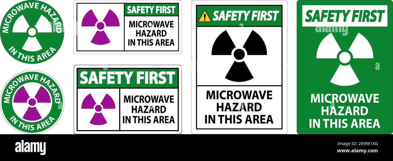 Safety First Sign Microwave Hazard Area Stock Vector Image & Art - Alamy