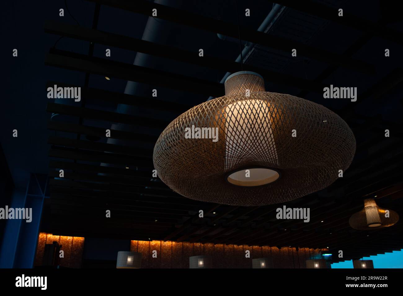 woven lamp, bulb decorative in home, modern furniture Stock Photo - Alamy