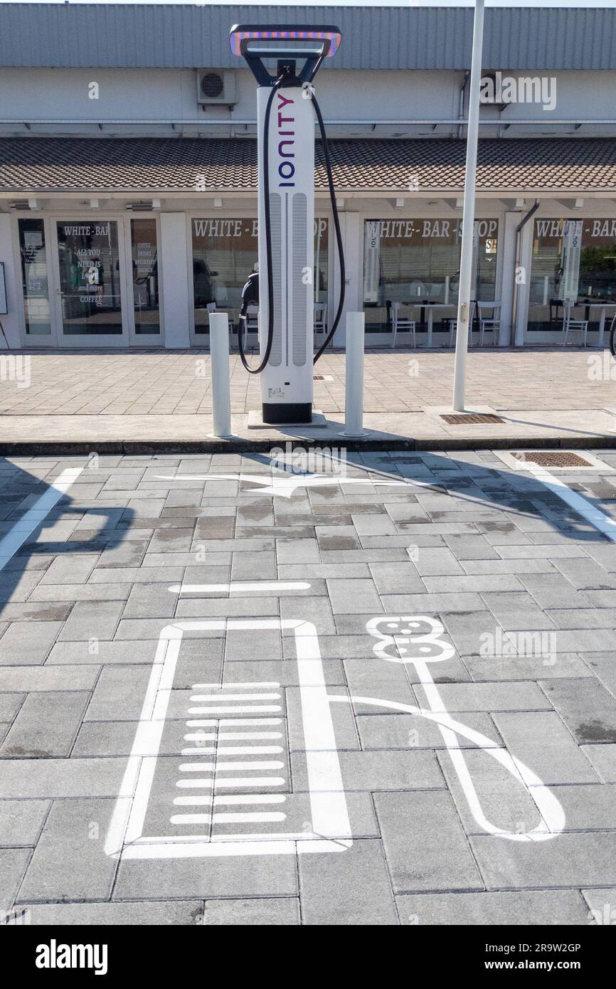 lyon, France - 06 16 2023 : Ionity ev electric car charging point ...