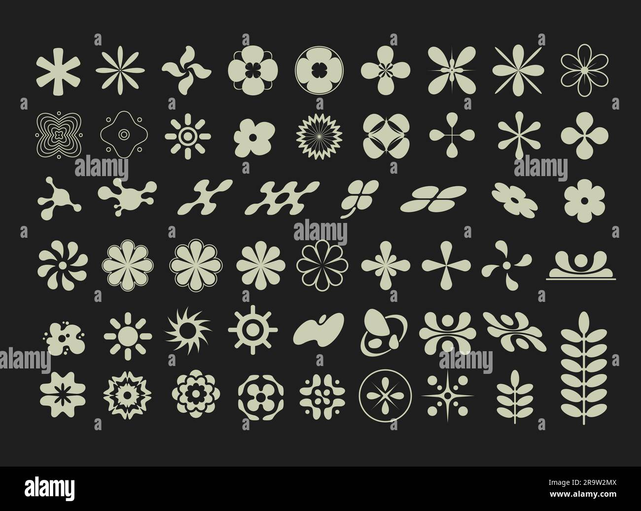 Organic floral retro futuristic graphic design vector icon bundle set Stock Vector Image & Art ...