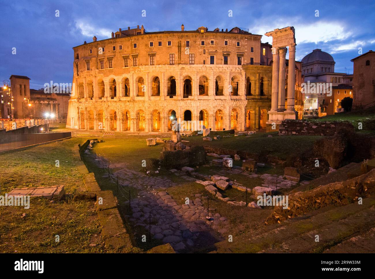 The ancient theater Marcello, night view. Rome, Italy Stock Photo - Alamy