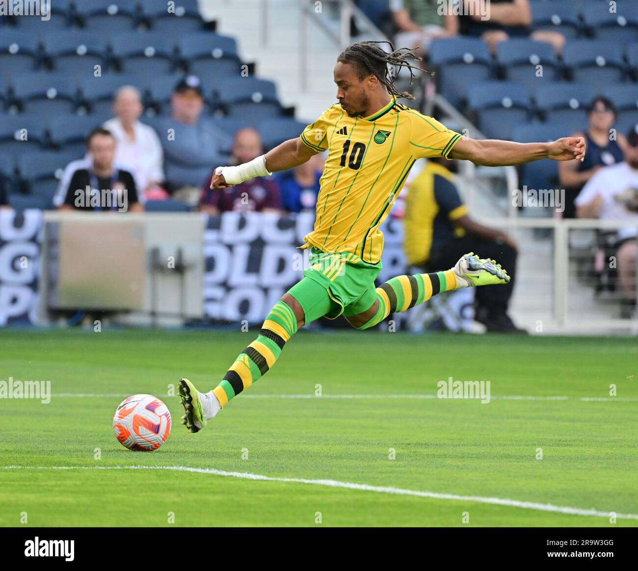 St. Louis, USA. 28th June, 2023. Jamaica midfielder Bobby Decordova ...