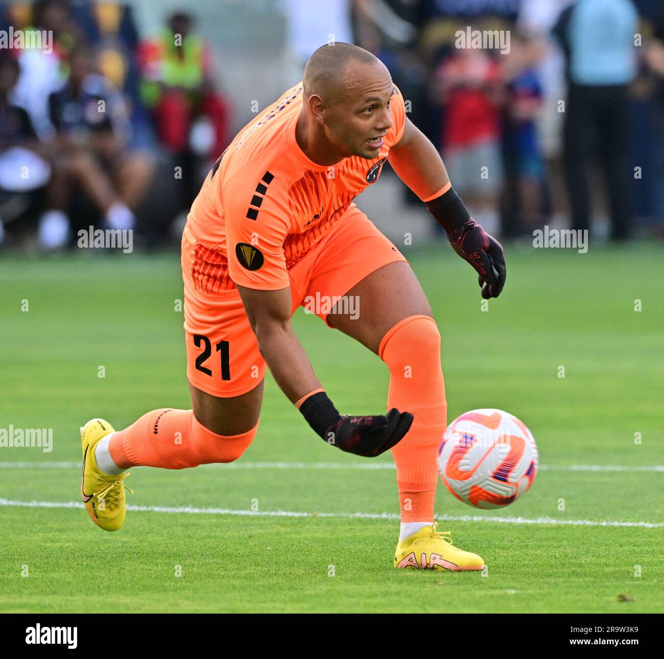 St. Louis, USA. 28th June, 2023. Trinidad and Tobago goalkeeper Nicklas ...