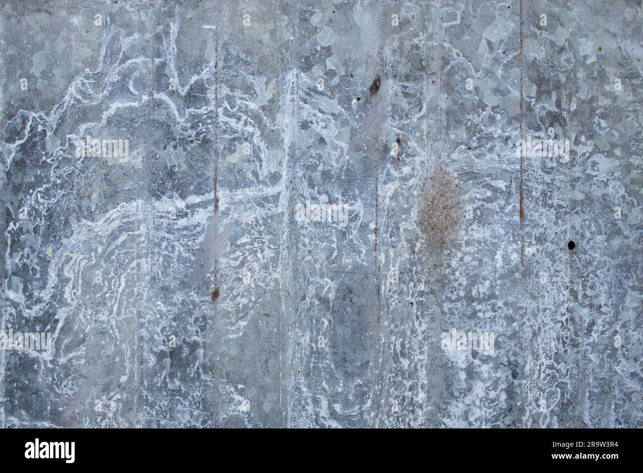 Metal undulated sheet used for roofing, with water marks and rust soft ...