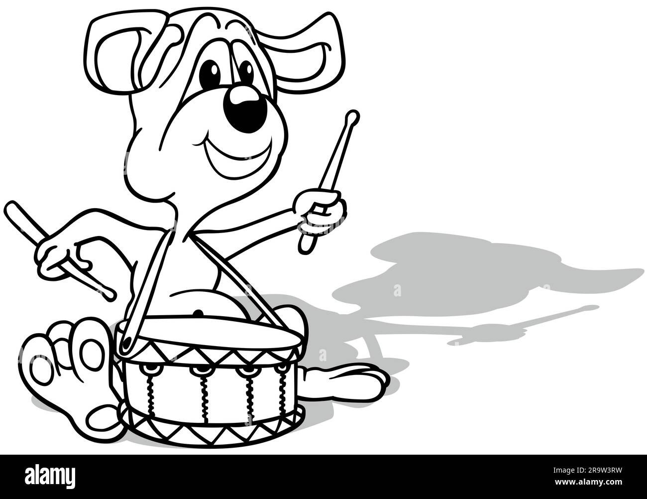 Drawing of a Doggy with a Small Drum Stock Vector Image & Art - Alamy